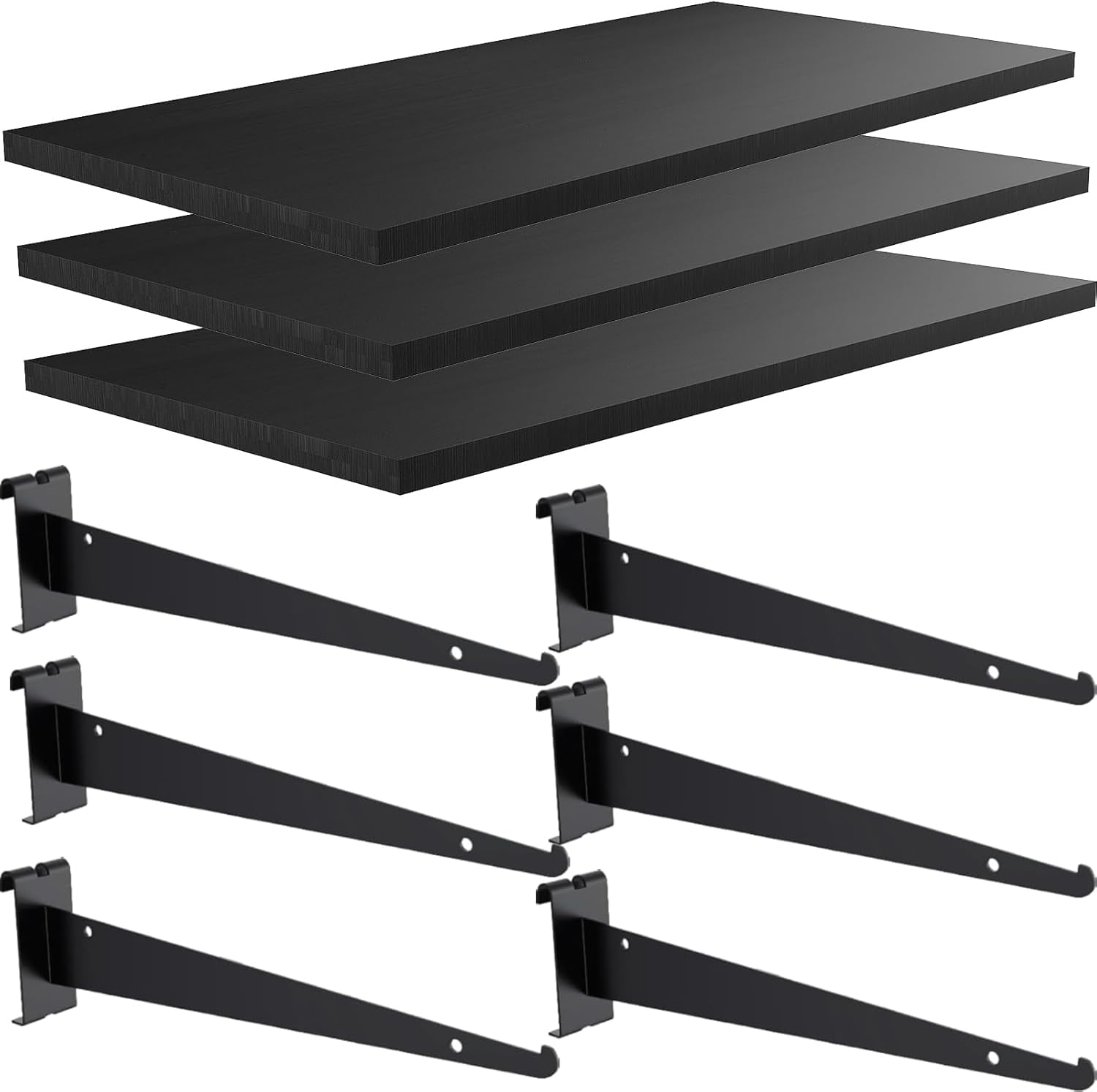 3 Pack Gridwall Shelf 24 x 12 Inches Wooden Gridwall Shelves with Metal ...