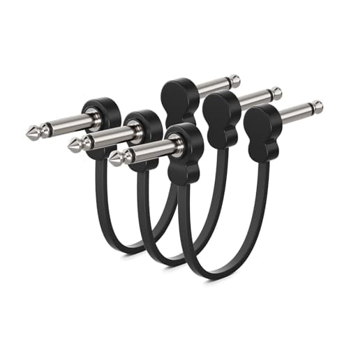 3 Pack Guitar Patch Cables, Premium 5 Inch Right-Angle 1/4" TS Pedal ...