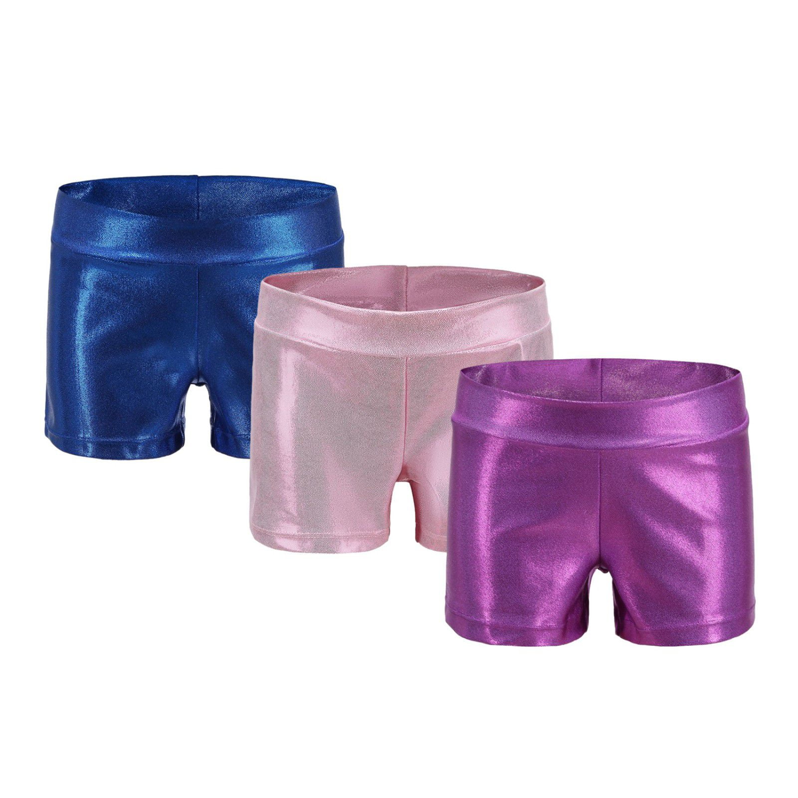 3 Pack Gymnastics Shorts for Girls Athletic Dance Short Glitter Sparkle ...