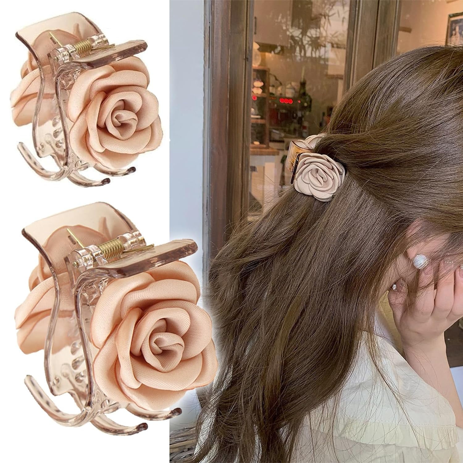 3 Pack Hair Clip Medium, 1.61 Inch Small Flower Hair Claw Clips for ...