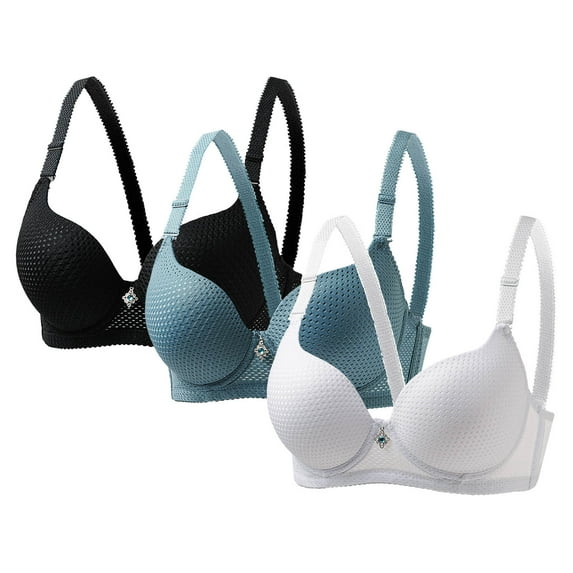 3 Pack Half Coverage Deep V Bras for Women Underwire Breathable Thin ...