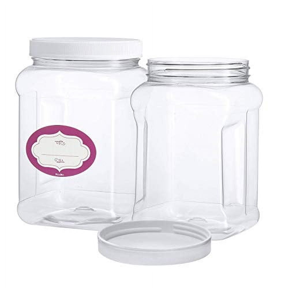 3 Pack Half Gallon Large Clear Empty Plastic Storage Jars with Lids ...