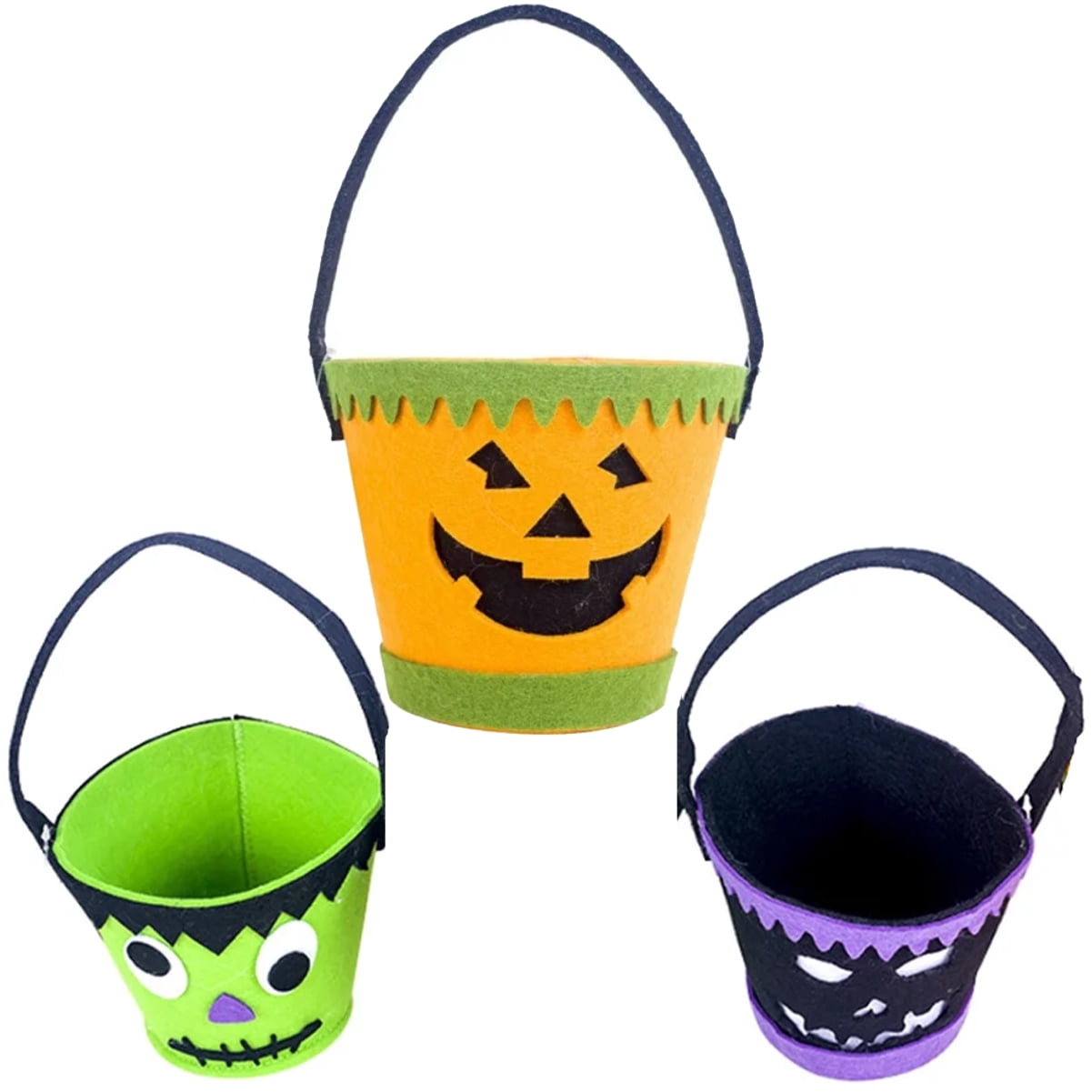 3 Pack Halloween Baskets Felt Halloween Buckets, Trick or Treat Bags ...