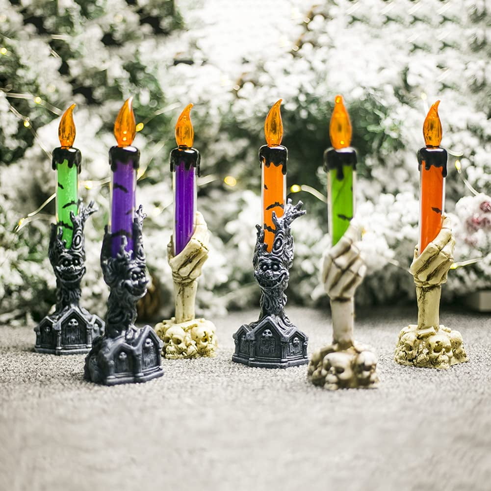 3 Pack Halloween Candle Light Stakes, Skeleton Hands Hold Lighted ...