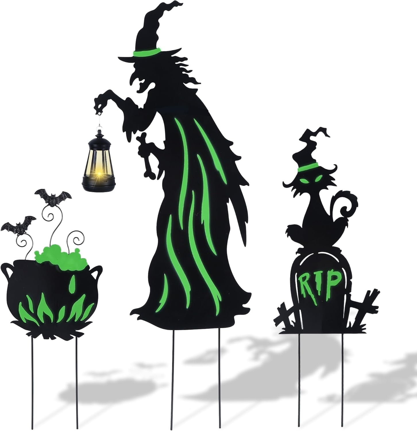 3 Pack Halloween Decorations Outdoor -Solar Powered Lighted Boo Yard ...