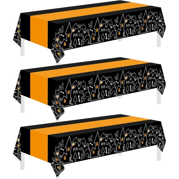 3 Pack Halloween Disposable Plastic Tablecloths 54" x 108" Halloween ...