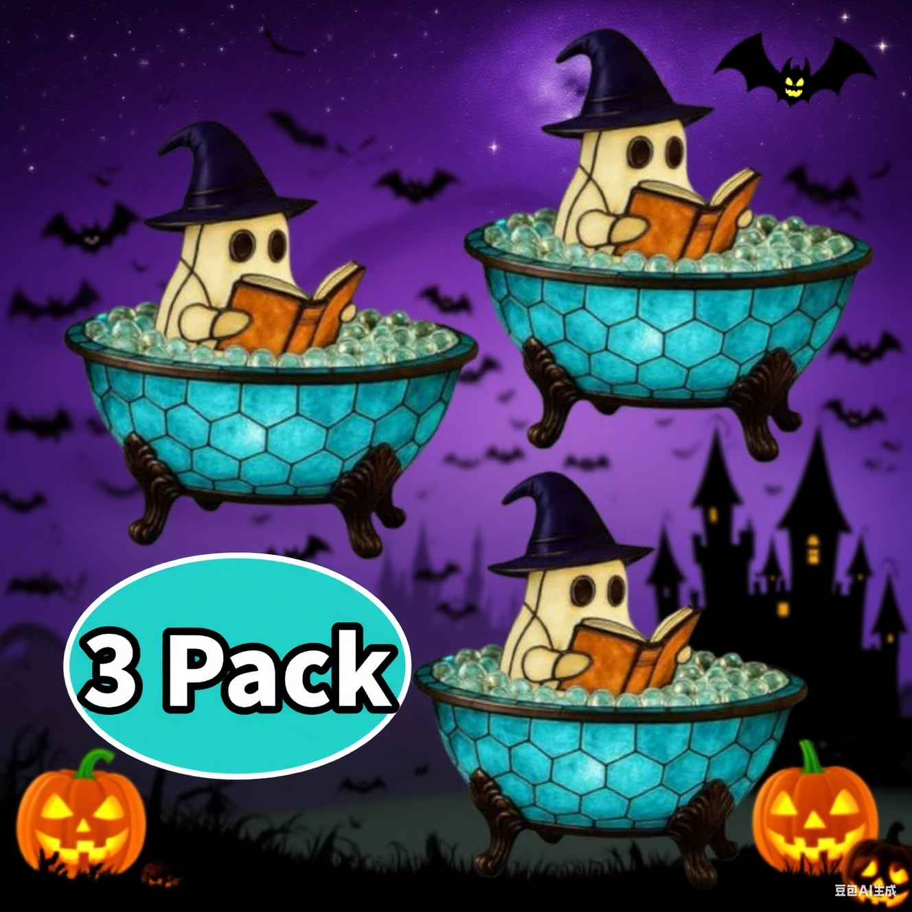 3 Pack Halloween Ghost Night Light – Cute LED Bubble Lamp, Spooky ...