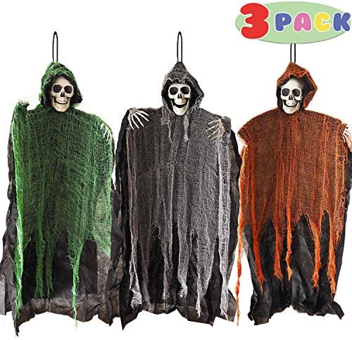 3 Pack Halloween Hanging Skeleton Ghost Decorations, 36" Scary Grim ...