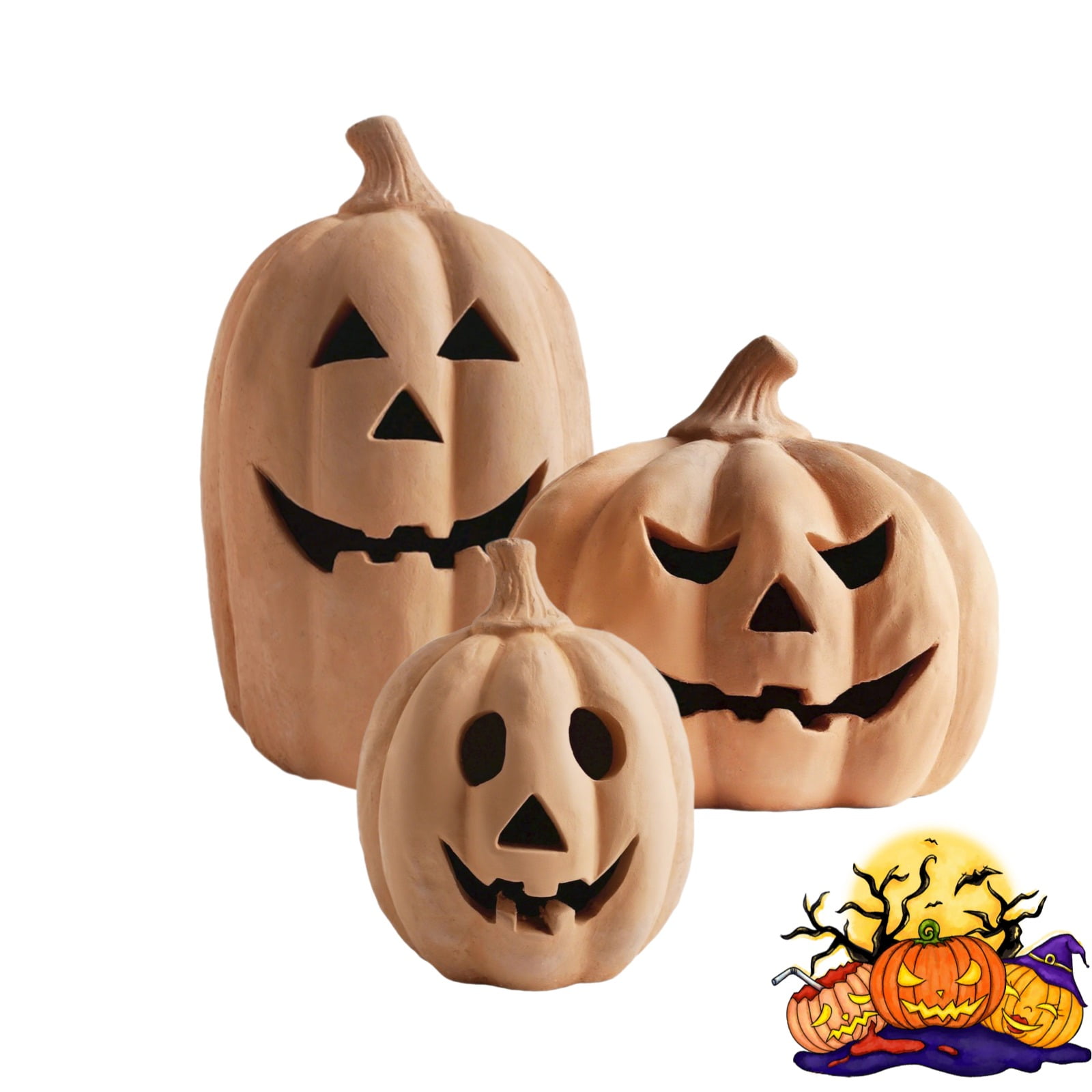3 Pack Halloween Pumpkin Light Halloween Decoration, Spooky Pumpkin ...