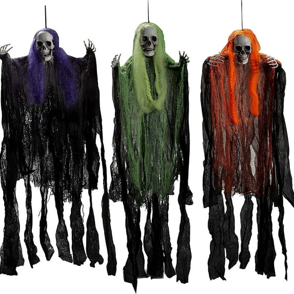 3 Pack Halloween Skeleton Hanging Ghosts Decorations, Scary Grim ...