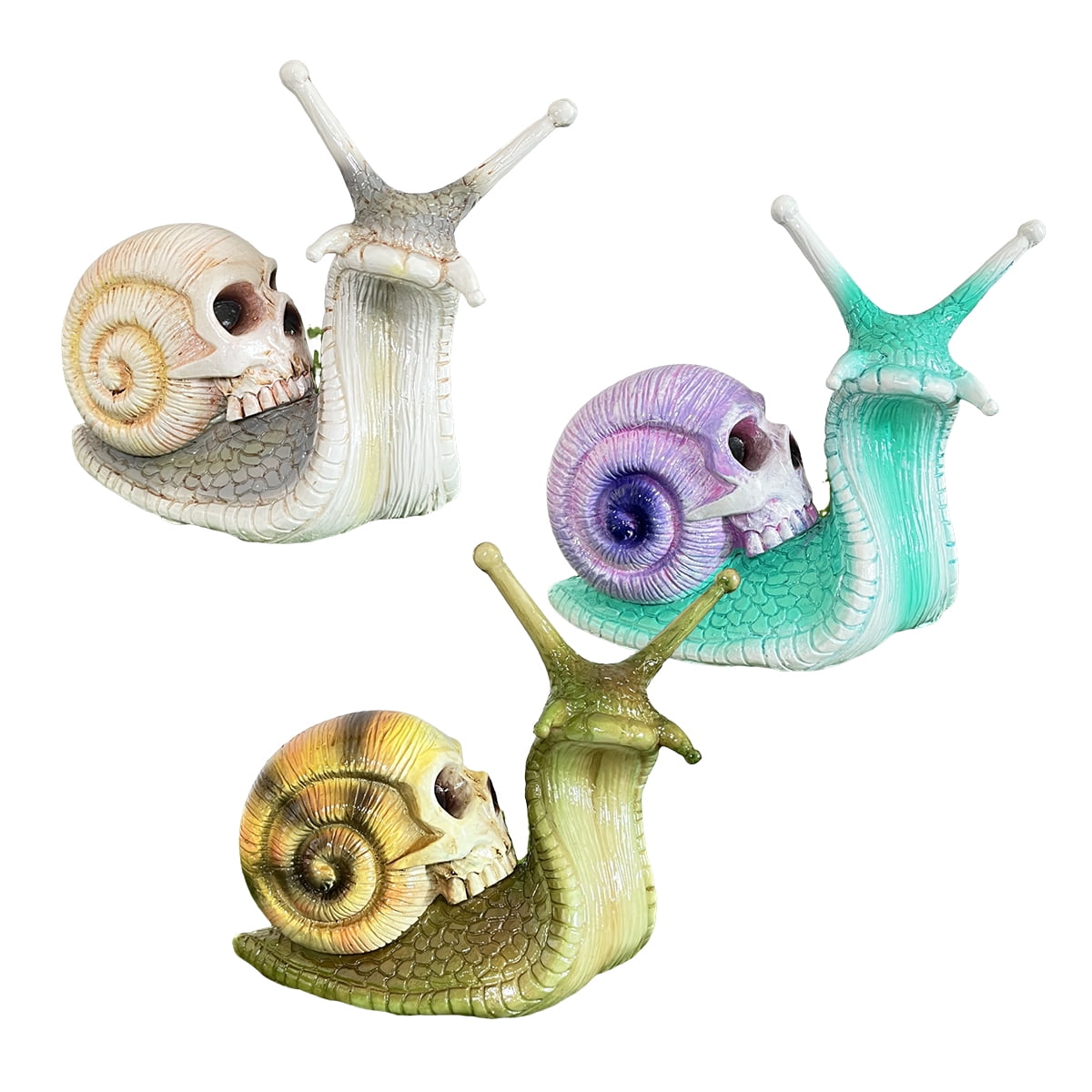 3 Pack Halloween Skeleton Snail Resin Crafts, Snail Skull Sculpture ...