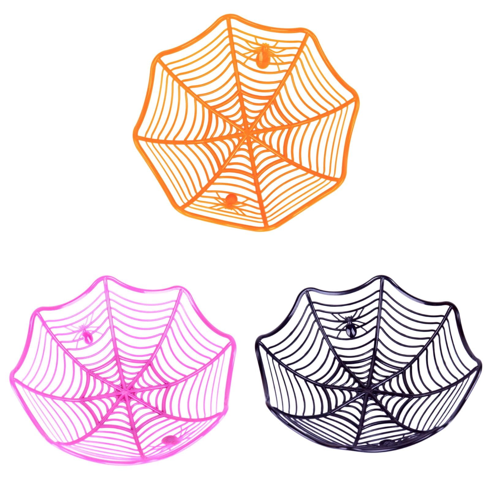 3 Pack Halloween Spider Web Candy Bowls,11 Inch Plastic Cobweb Design ...