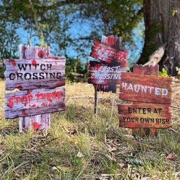 Vikakiooze Halloween Decorations: 3 Luminous Ghosts Yard Signs Stakes ...