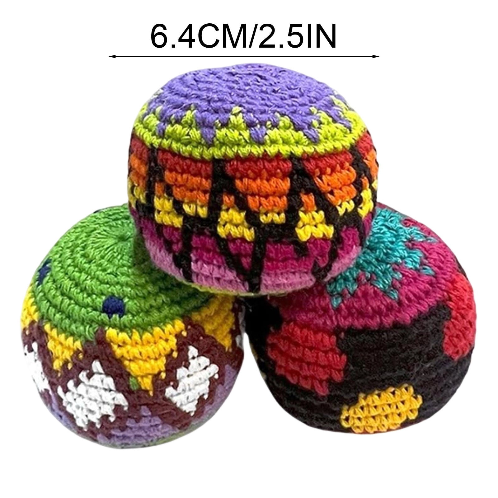 3-Pack Hand Woven Footbags, Assorted Crochet Kick Sacks for Juggling ...