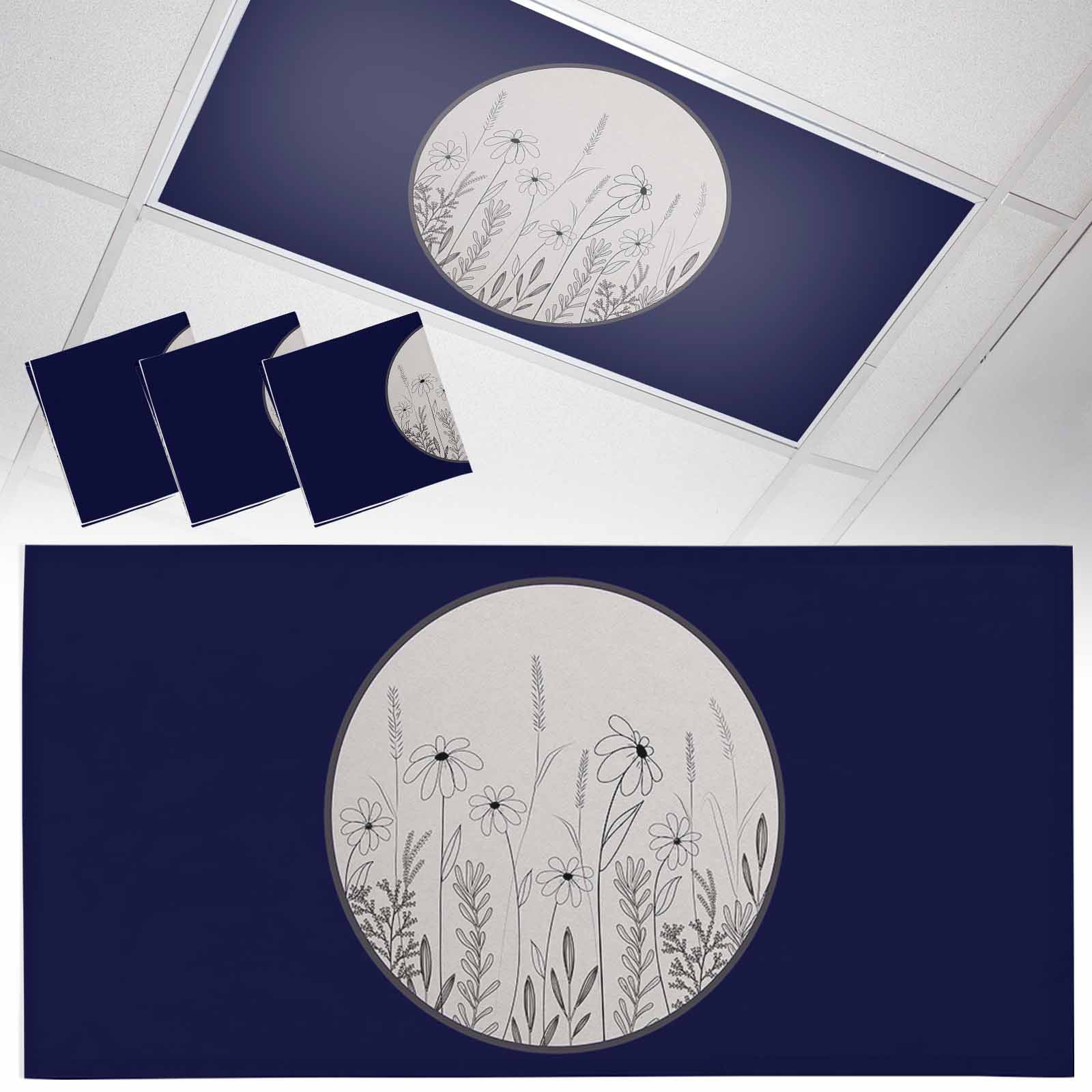 3 Pack Hand-painted Flowers Fluorescent Light Covers for Ceiling Lights ...