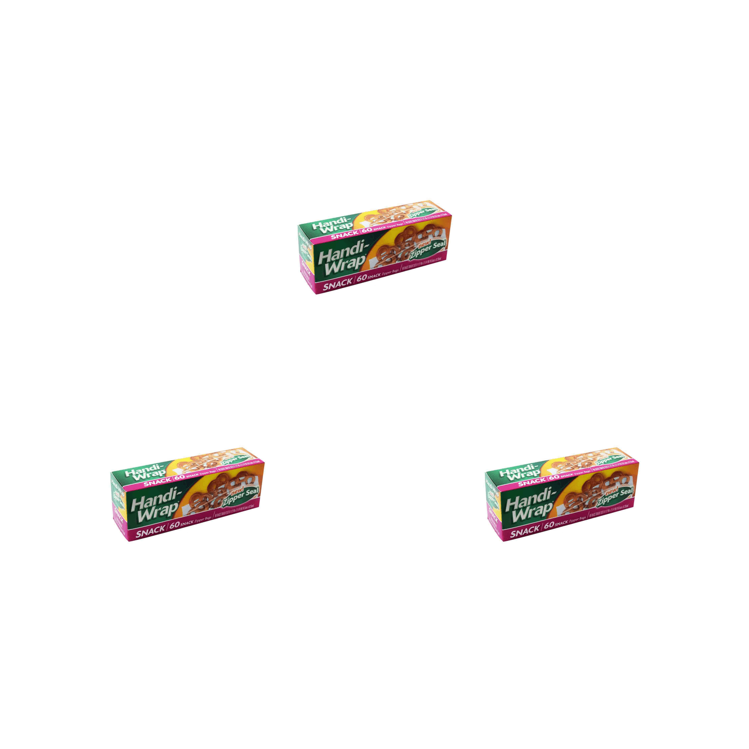 3 Pack Handi-Wrap Zipper Seal Snack Bags, 180ct - Walmart Business Supplies