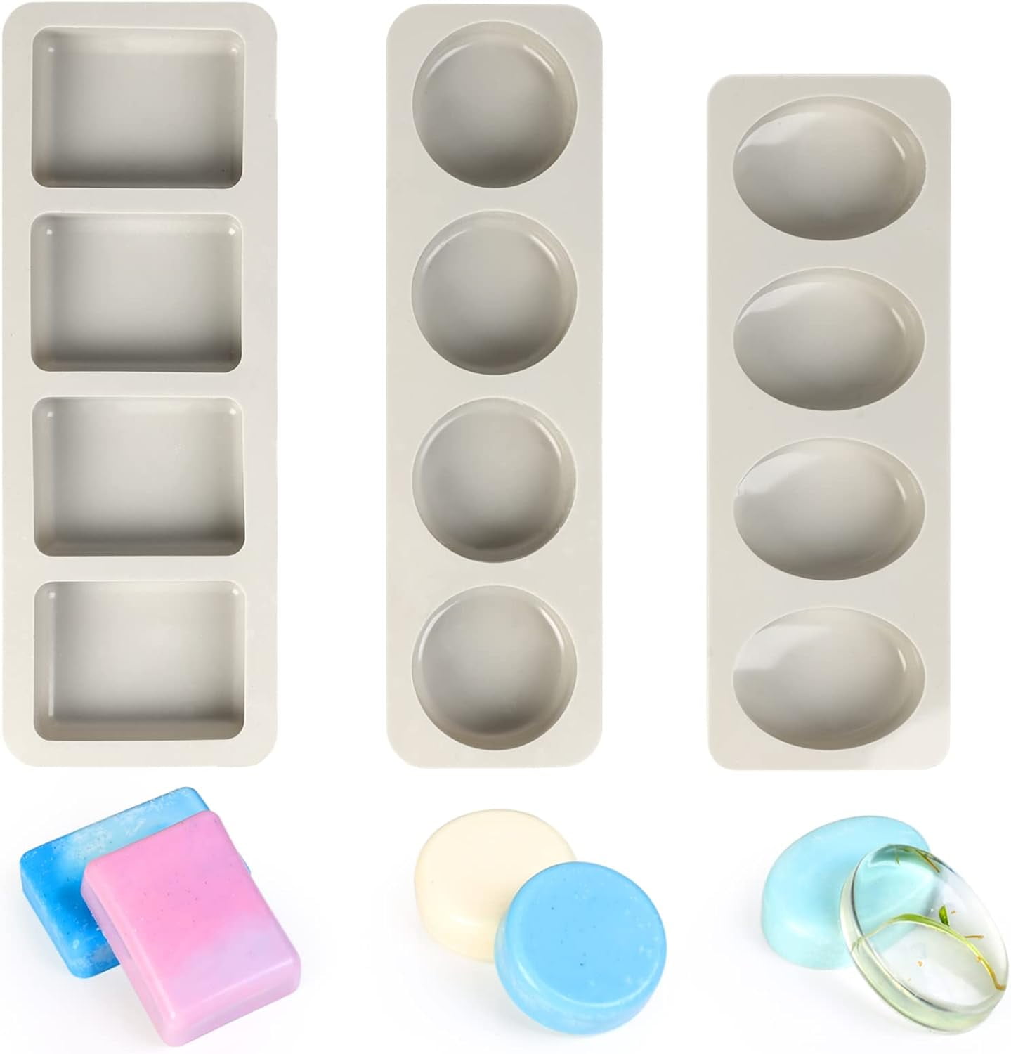 3 Pack Handmade Soap Silicone Molds,4 Cavities Wax Melt Mold,Soap Molds ...