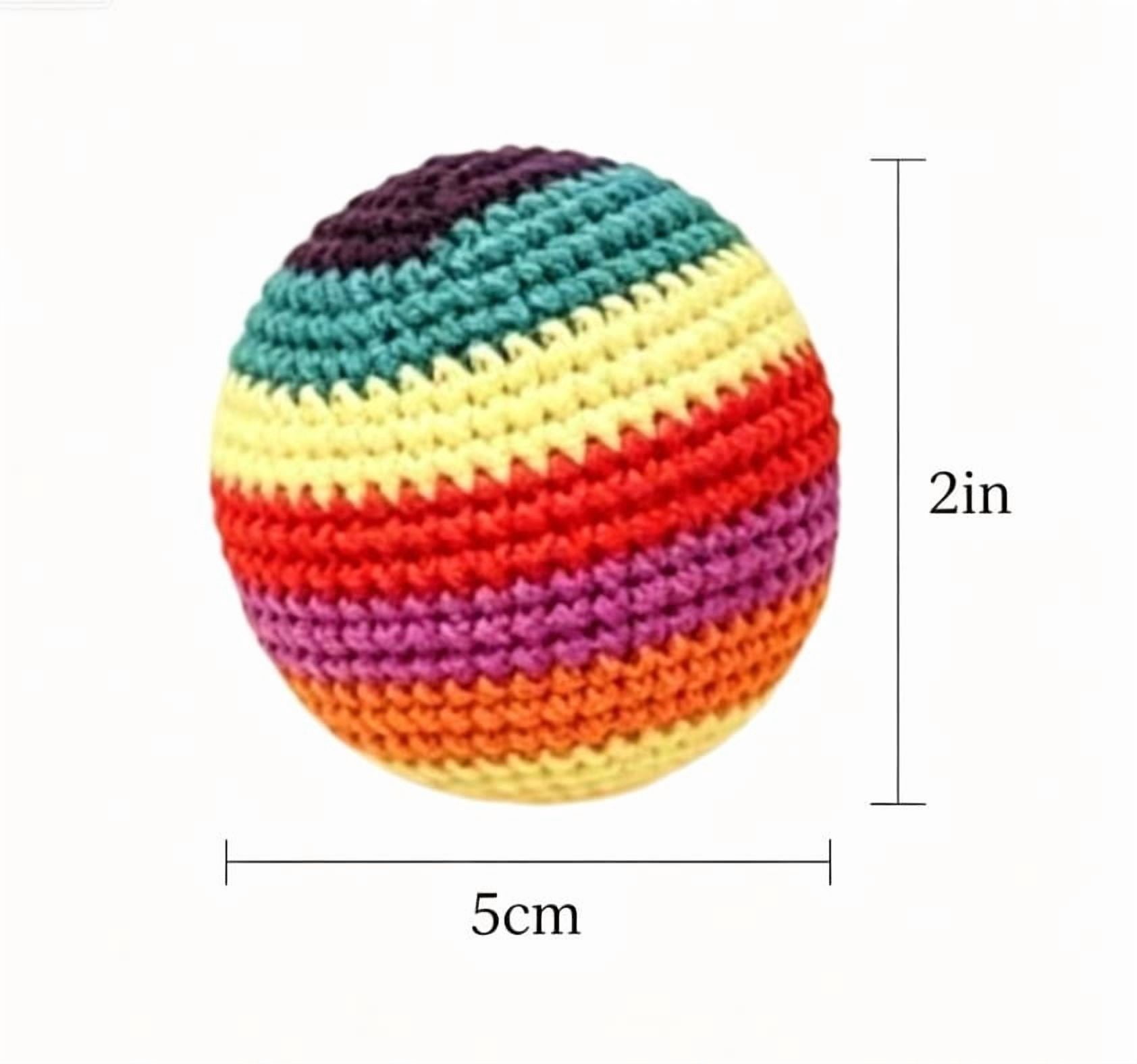 3-Pack Handwoven Multicolor Footbags, Geometric Crochet Juggling Bean ...