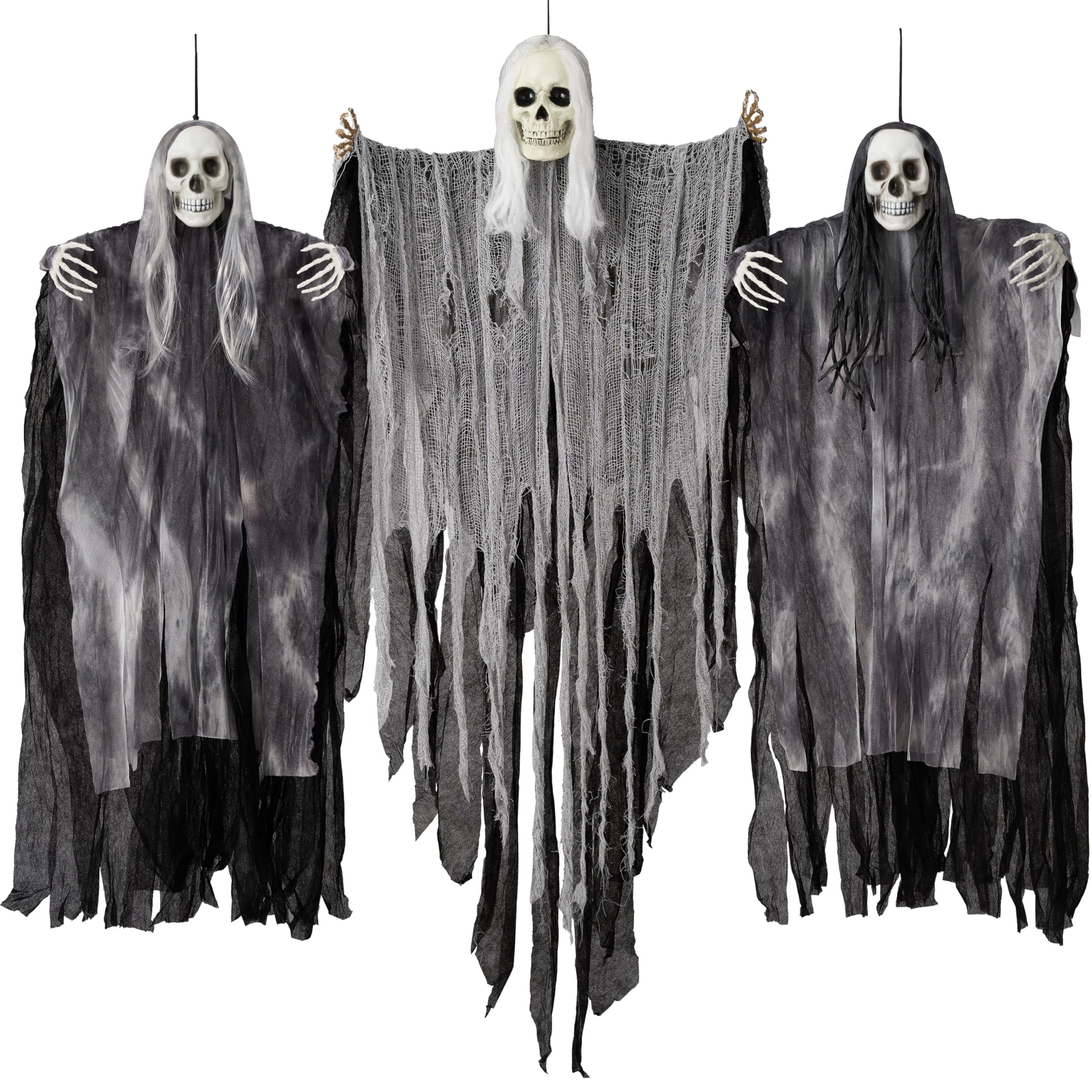 3 Pack Hanging Halloween Skeleton Ghosts Decorations, Grim Reapers for ...
