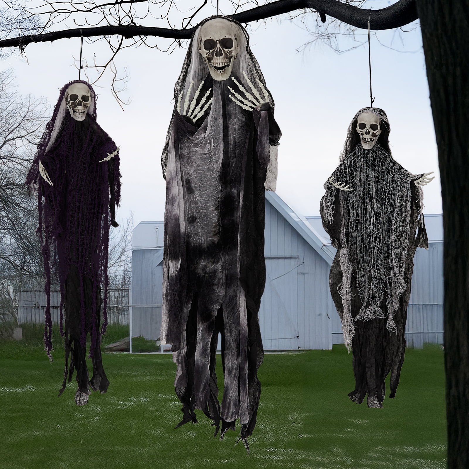 3 Pack Hanging Halloween Skeleton Ghosts Decorations , Halloween ...