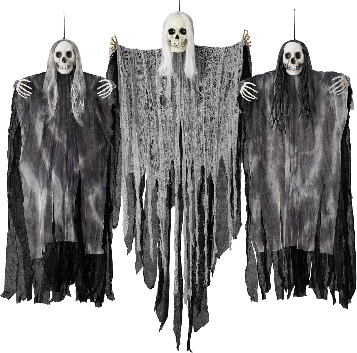 3 Pack Hanging Halloween Skeleton Ghosts Decorations Outdoor, Grim ...