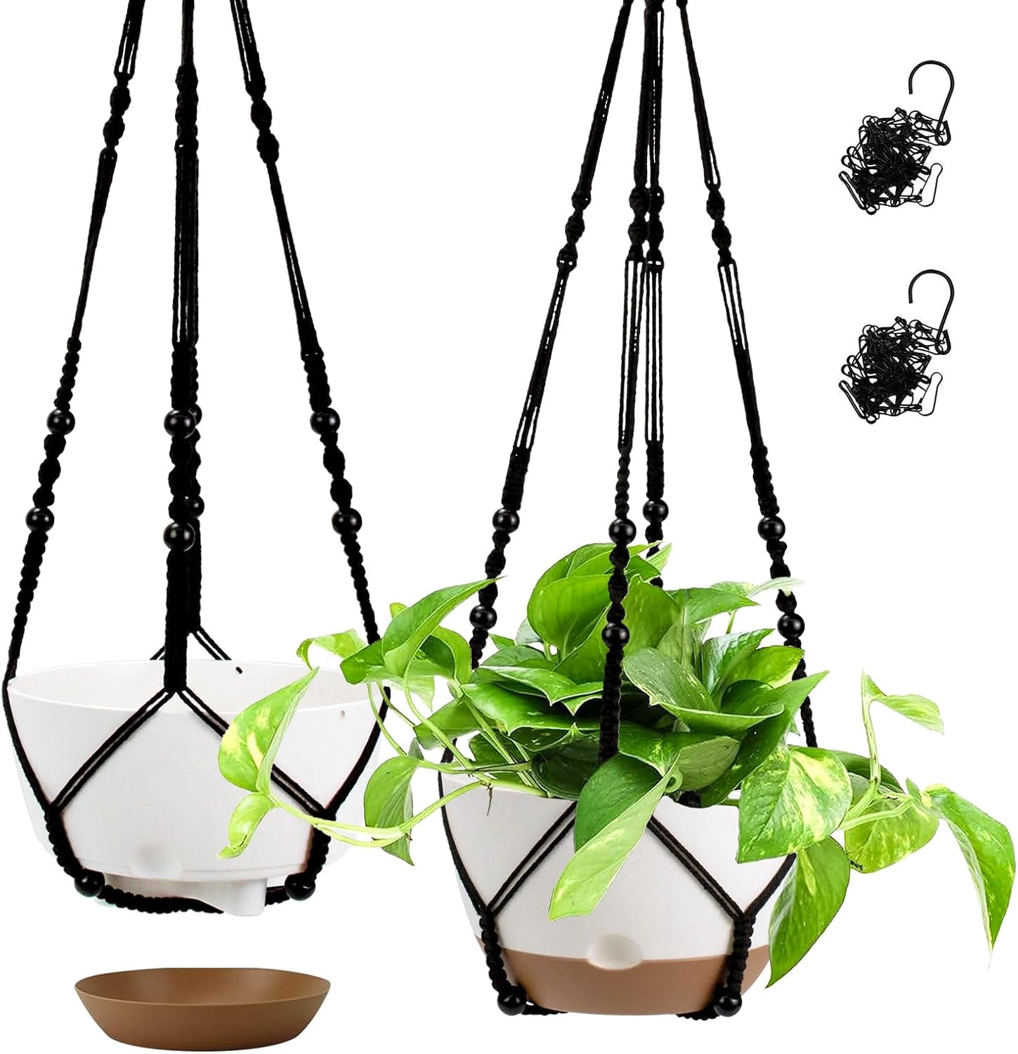 3 Pack Hanging Planters Set, 8 Inch Indoor Outdoor Hanging Plant Pot ...