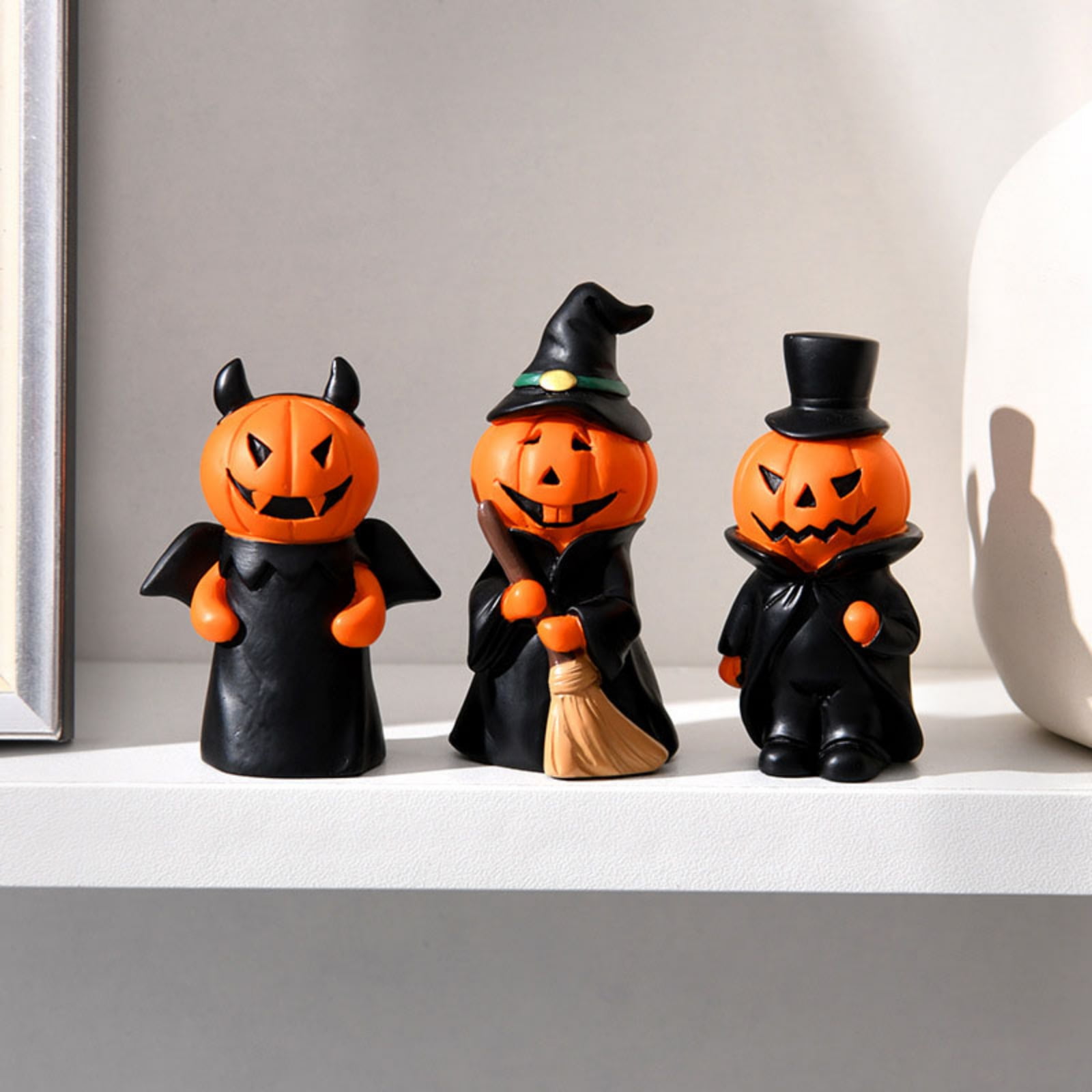 3 Pack Happy Halloween Decorations, Resin Halloween Statue for Indoor ...