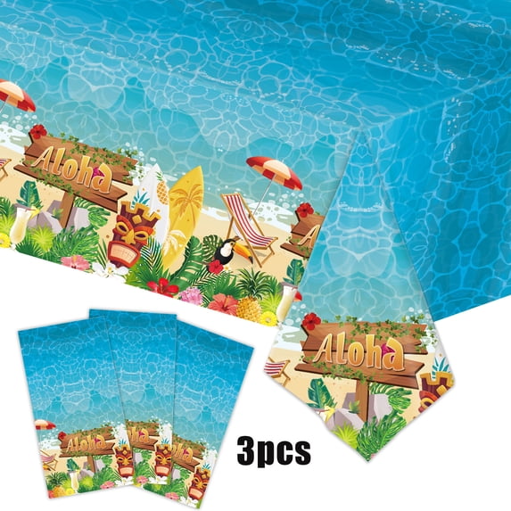 3 Pack Hawaiian Luau Tablecloths, 108×54 Inch Tropical Palm Leaves ...