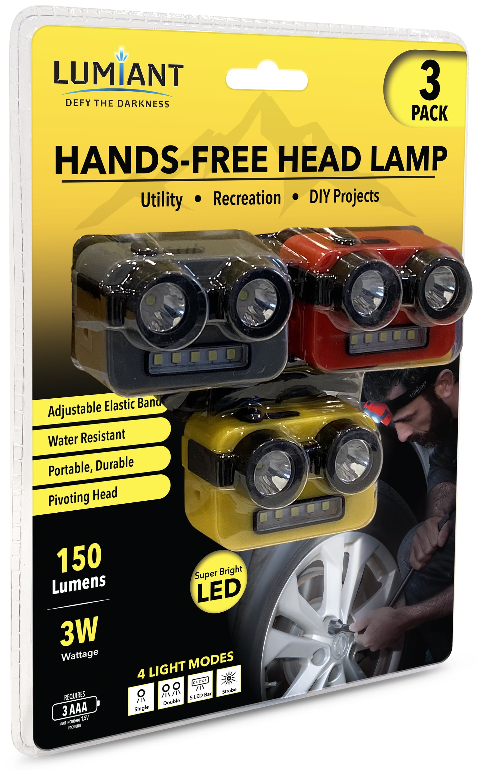 3 Pack Head Lamp - Walmart.com
