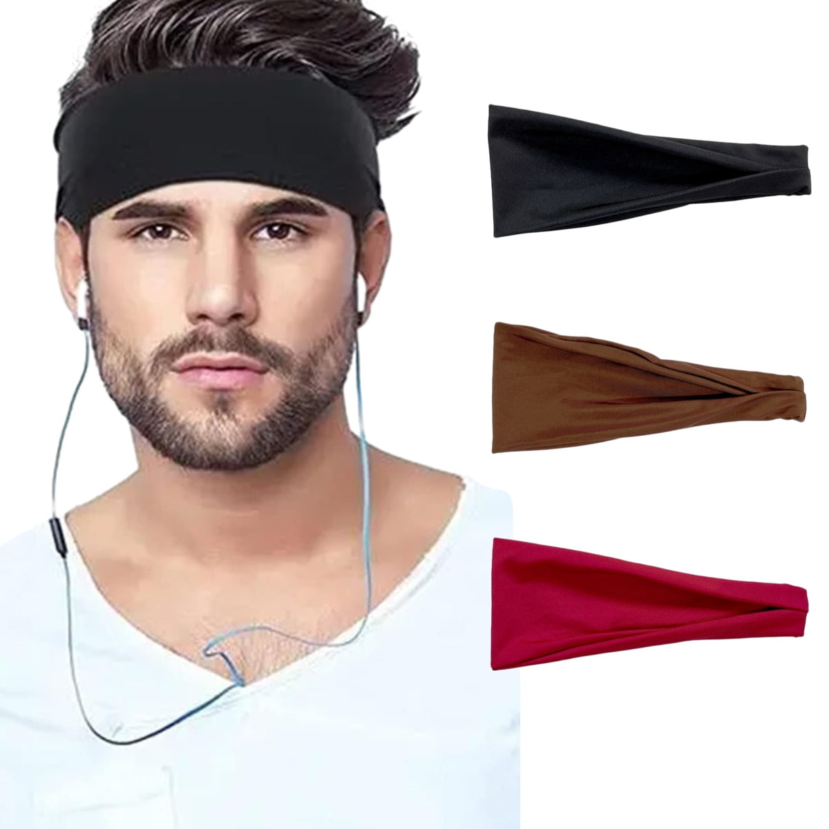 3 Pack Headbands for Men, Sports Mens Headband for Men & Women,Sweat ...