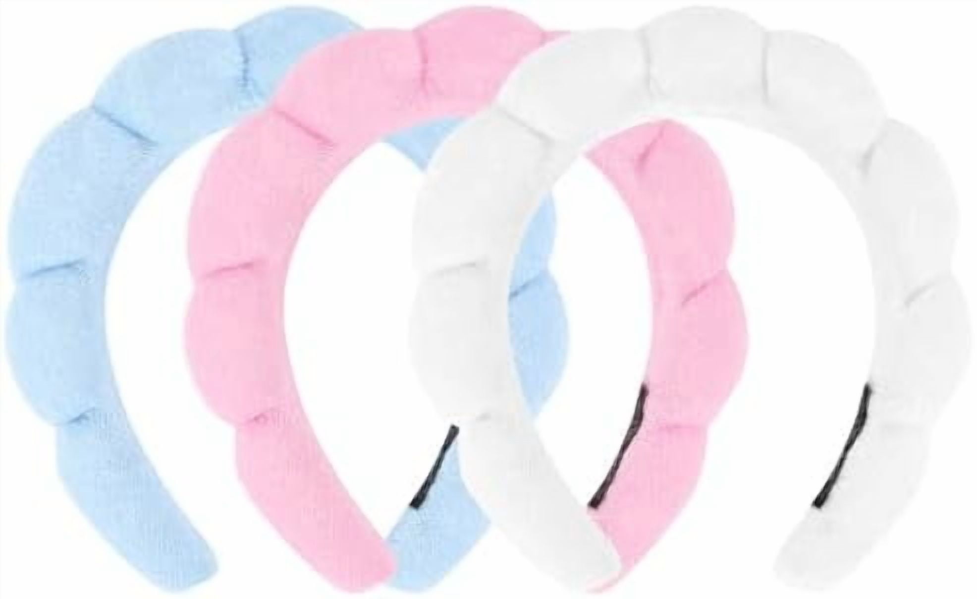 3 Pack Headbands - Terry Cloth Puffy Hair Bands for Skincare, Makeup ...