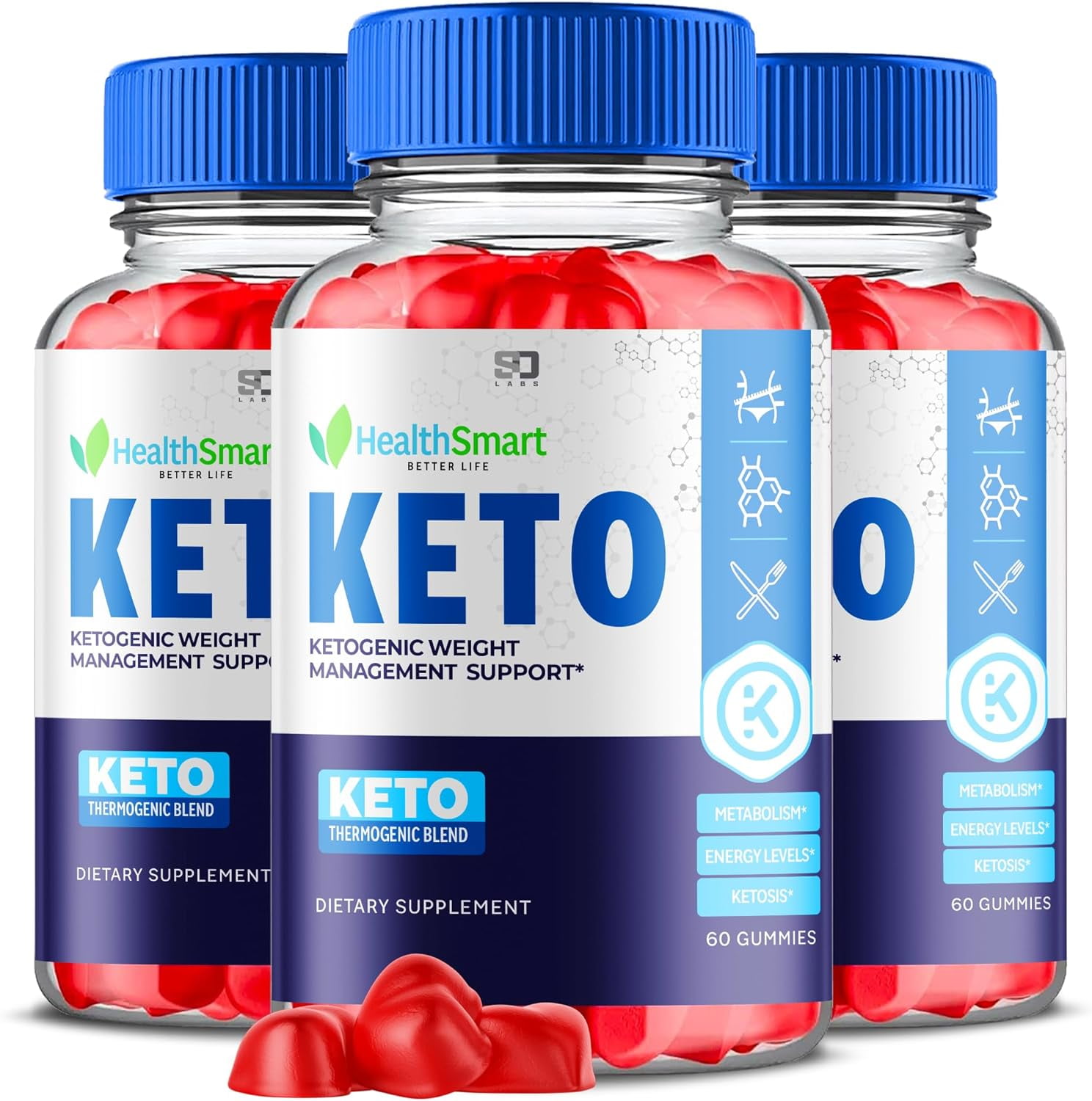 (3 Pack) Health Smart Keto ACV Gummies - Apple Cider Vinegar Supplement ...