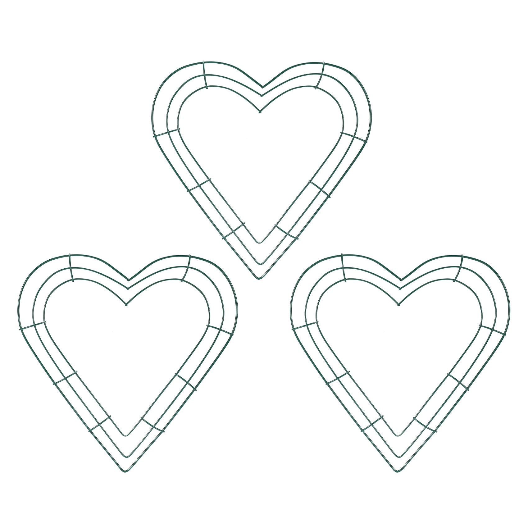 3 Pack Heart Metal Wreath 12 Inch Heart-Shaped Wire Wreath Frame for ...