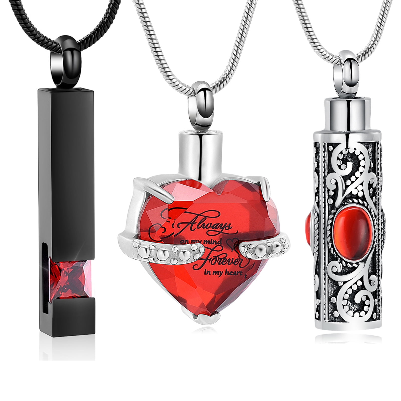 3 Pack Heart Urn Necklace for Ashes - Cycliner Memorial Cremation ...