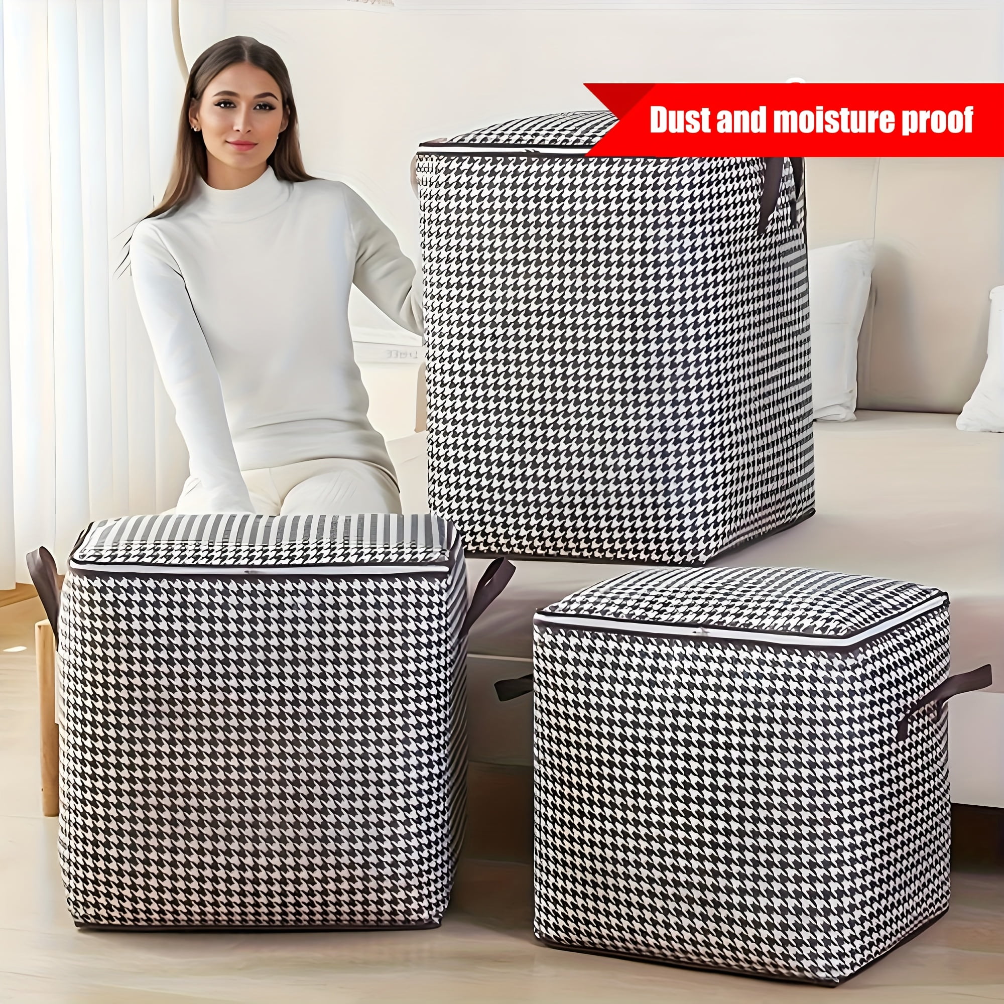 3-Pack Heavy-Duty 100L Storage Containers with Double Zipper - XL ...