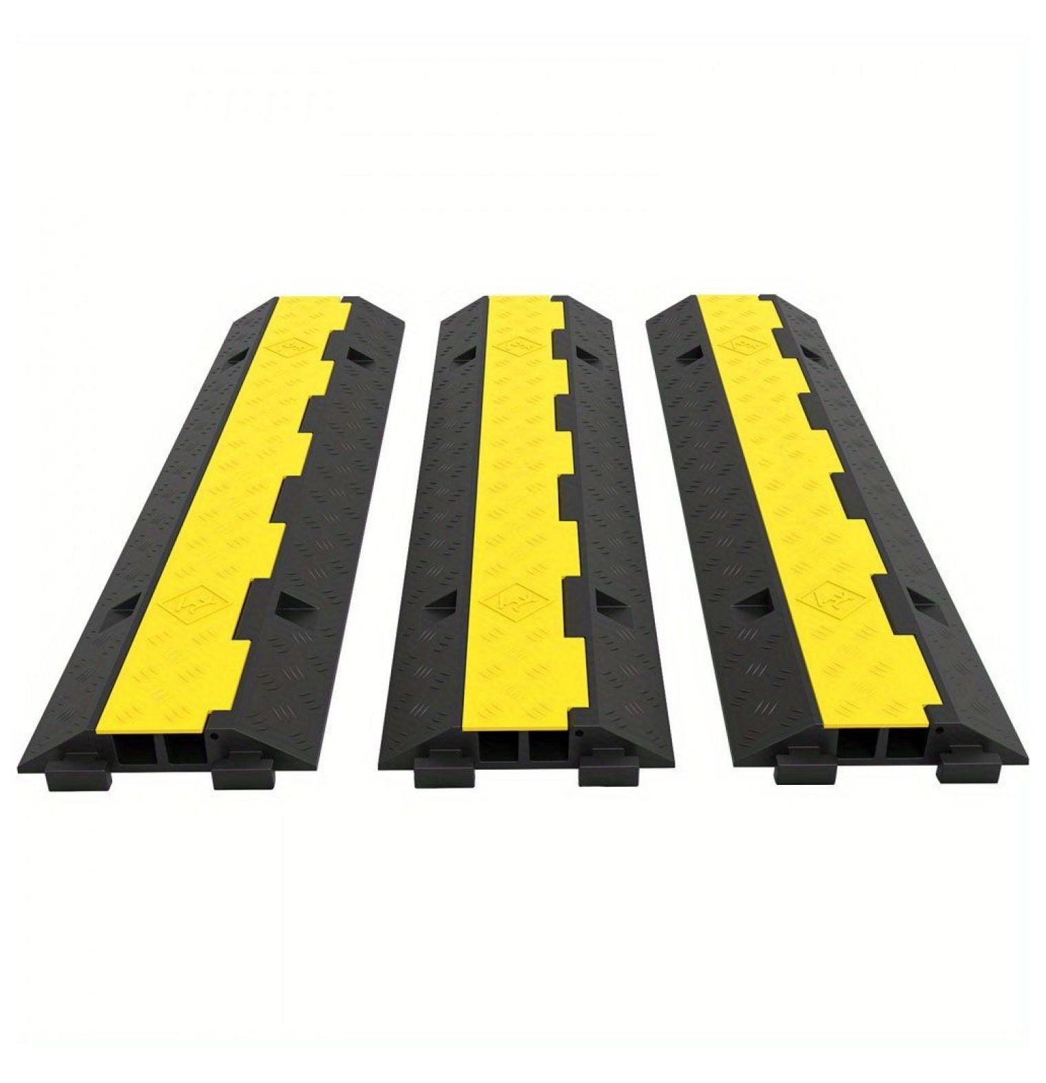 3-Pack Heavy Duty 2-Channel Rubber Cable Protector Ramp - 11, 000lbs ...