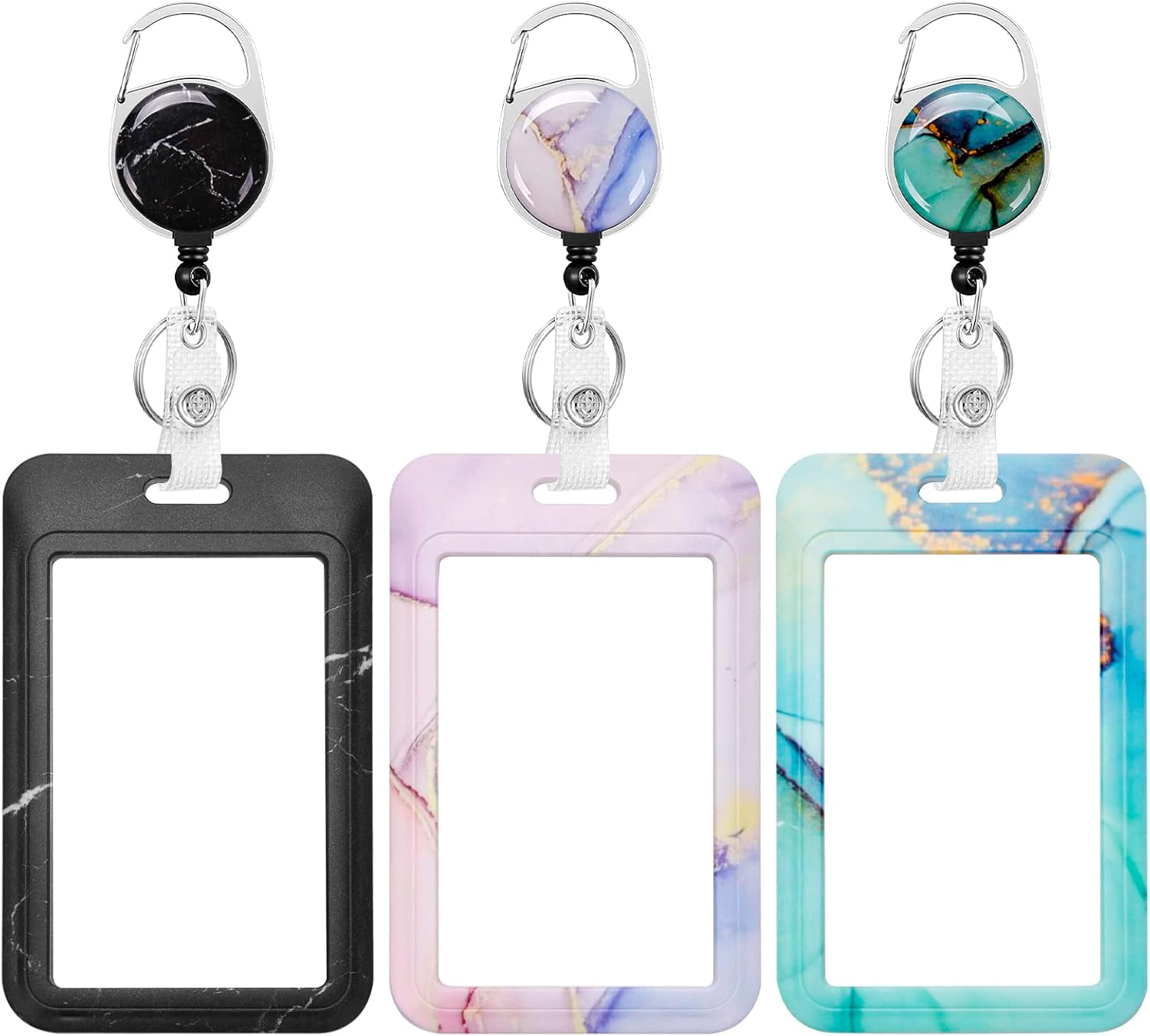3 Pack Heavy Duty Badge Holder with Retractable Reel, ID Name Tag ...