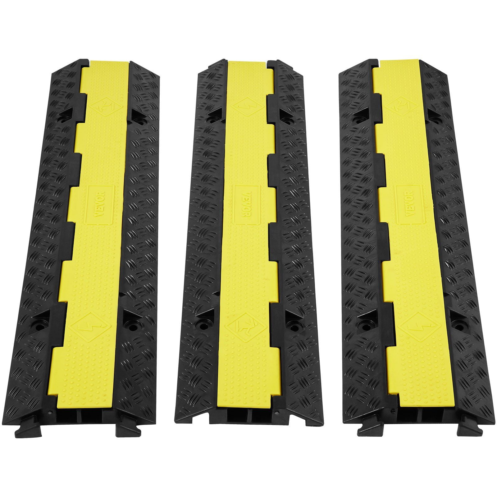 3-Pack Heavy Duty Cable Protector Ramps, 2-Channel Cord Cover for ...