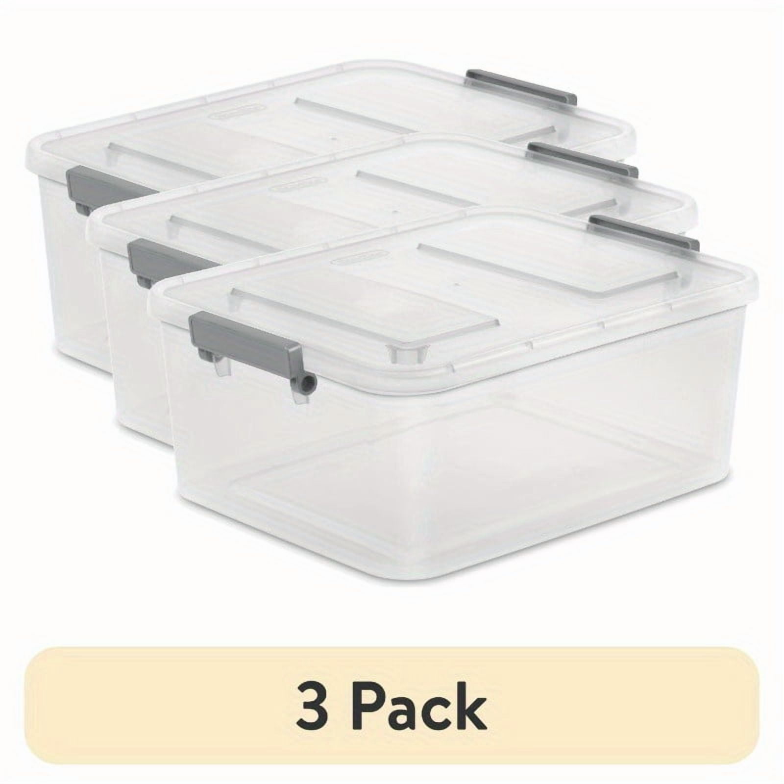 3-Pack Heavy Duty Clear Storage Bins with Locking Latches - Stackable ...