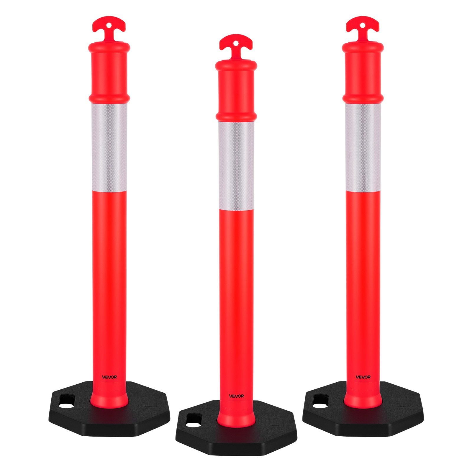 3 Pack Heavy Duty Traffic Delineator Posts, 48 Inch Safety Cones with ...