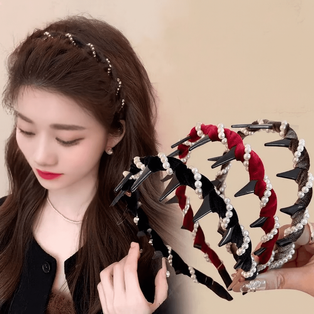 3 Pack High Skull Pearl Headband for Women, Reversible Velvet Headband ...