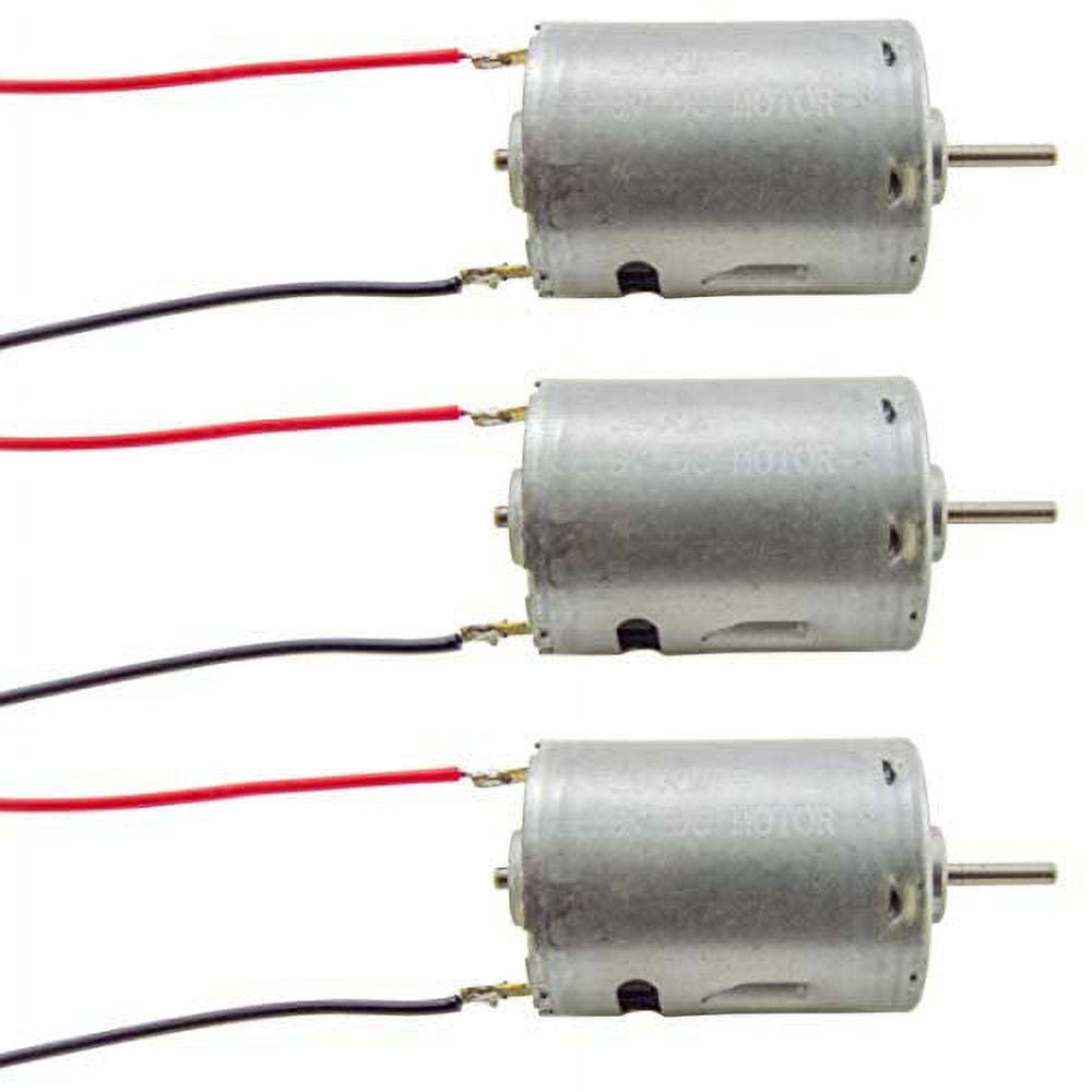 3 Pack High Torque 9V DC Motor with Wire Leads Attached (1.48" Length x ...