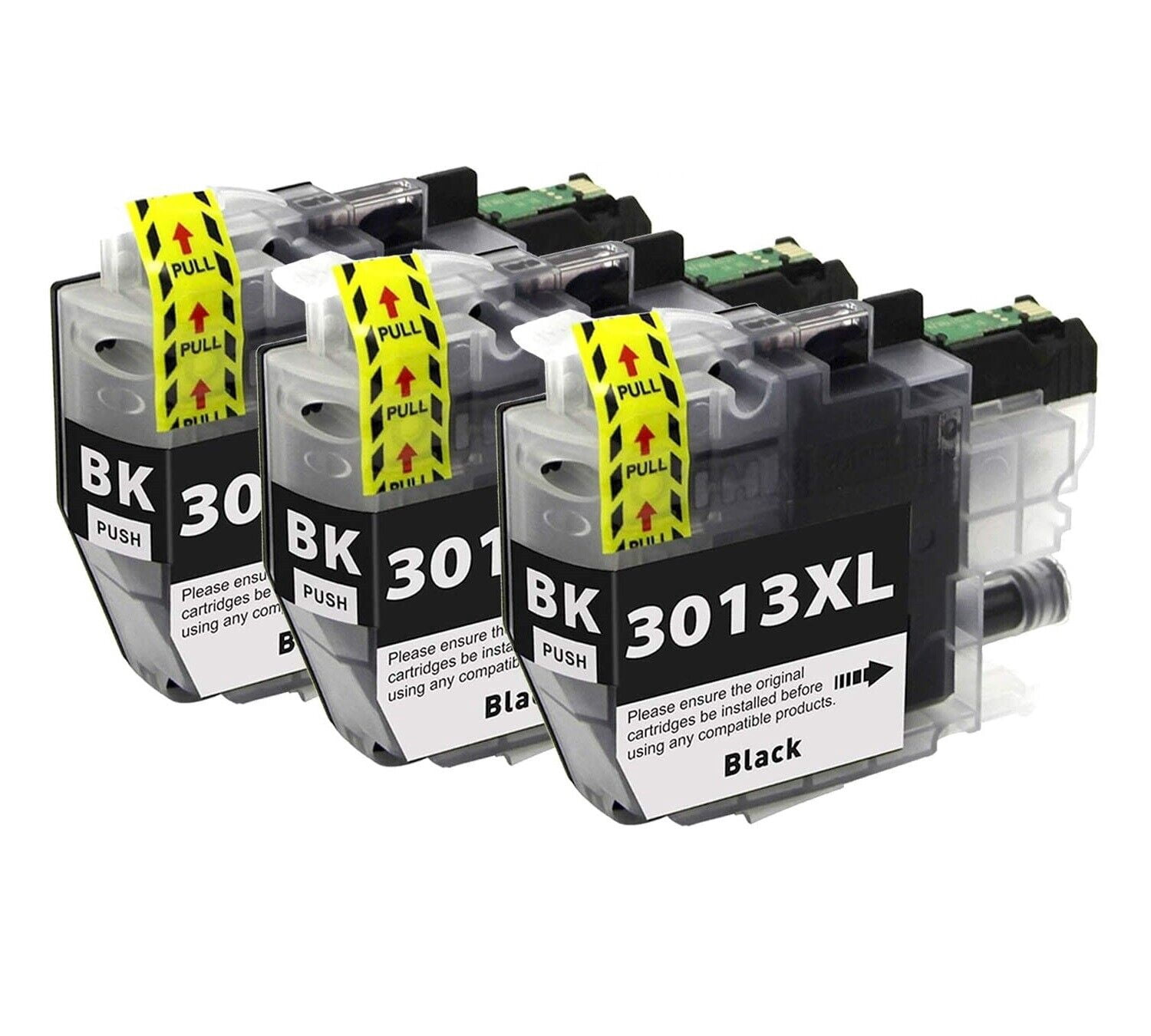 3 Pack High-Yield Black Ink Cartridge (with Chip) for Brother LC3013 ...