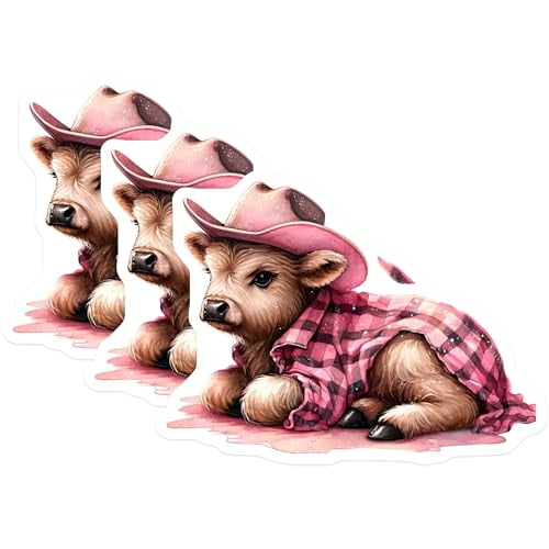 (3 Pack) Highland Cow Decals - Cowboy Cow - Flannel Cow Decals - 3 ...