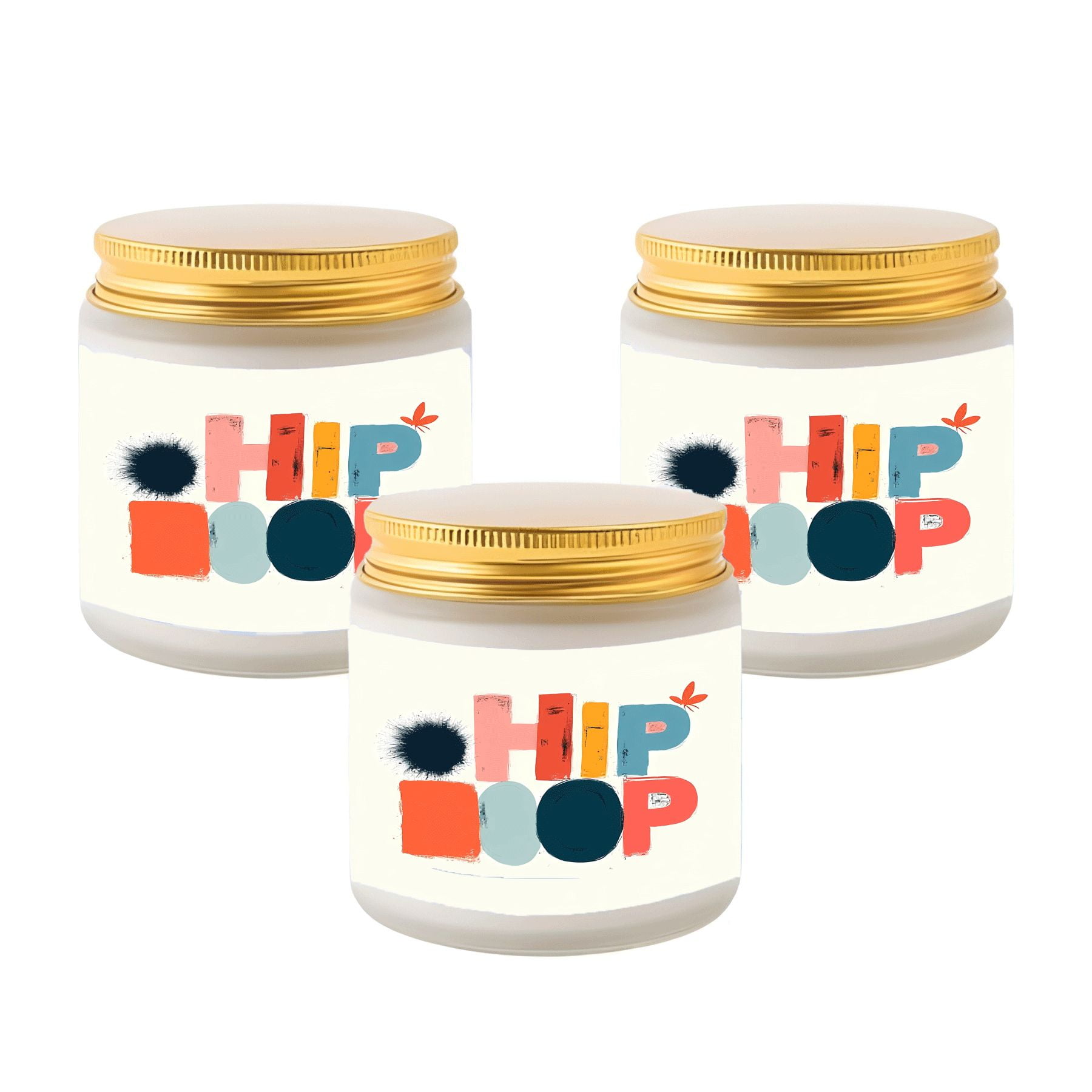 3 Pack Hip Doop Scented Soy Wax Candles - Colorful Artistic Design with ...