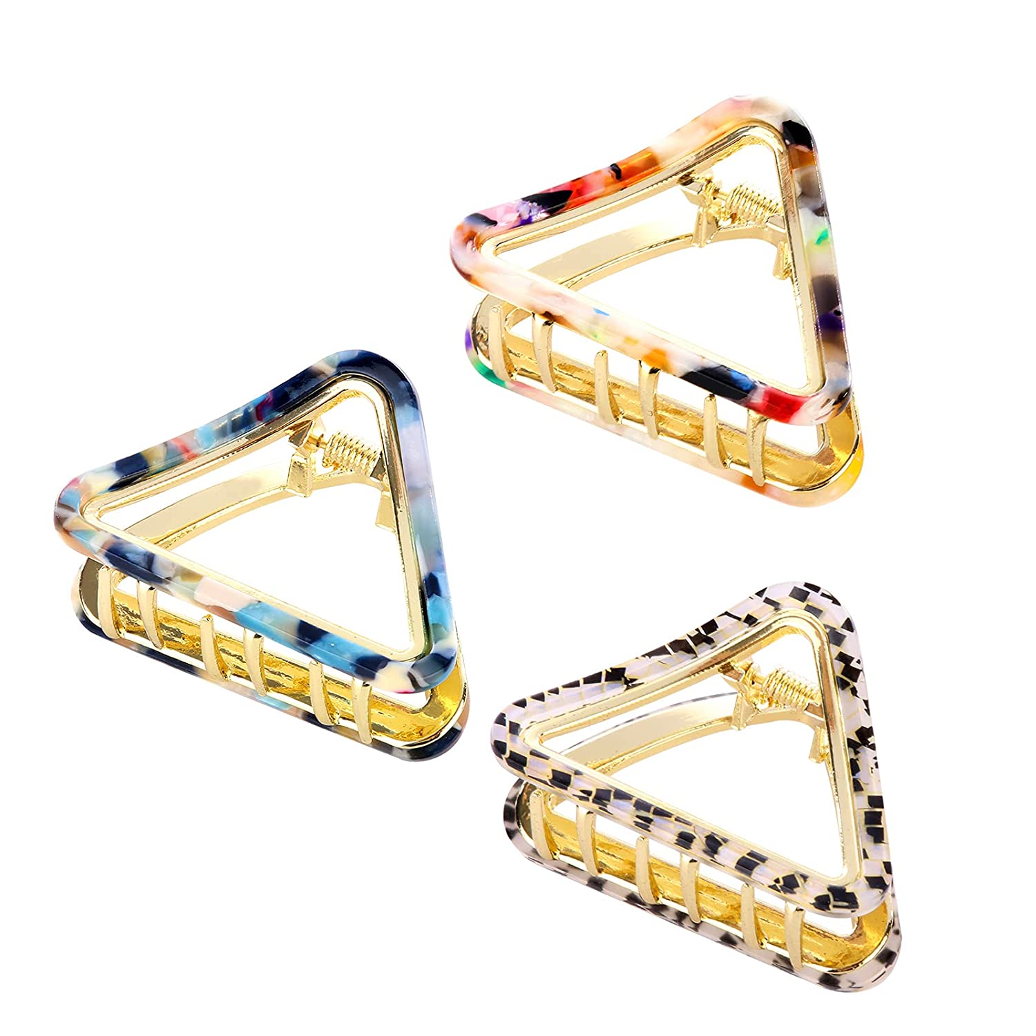 3 Pack Hollow Triangle Hair Clips for Women Girls 2 inch Acetate Hair ...