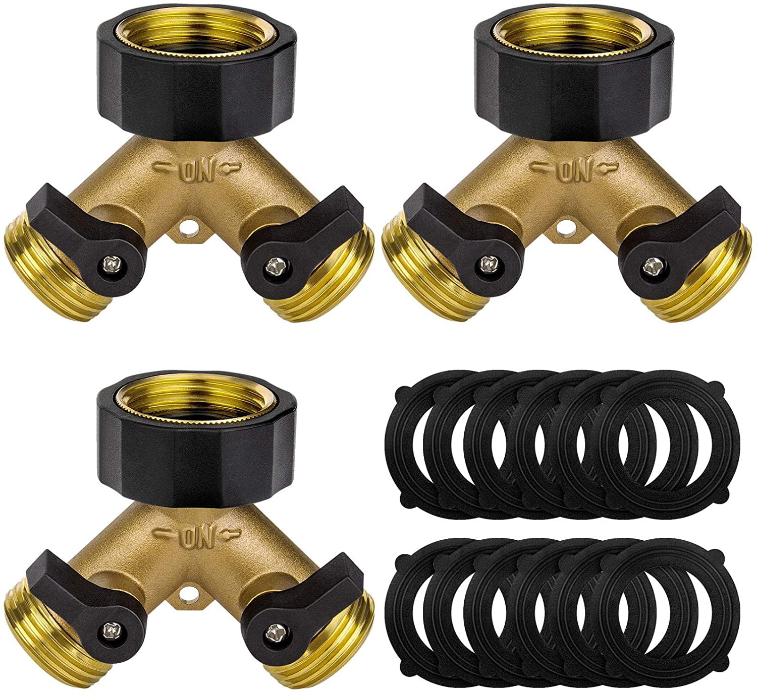 3 Pack Hose Splitter, Heavy Duty Garden Hose Splitter 2 Way Y Valve ...