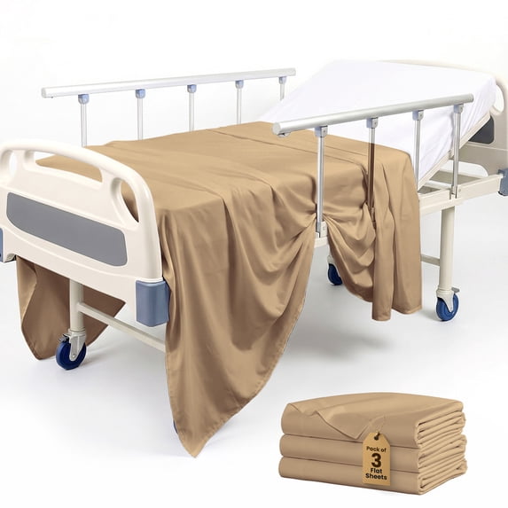 3 Pack Hospital Bed Flat Sheets Only, 66 x 104 Inches, 100% Egyptian ...