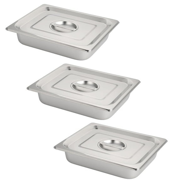 3 Pack Hotel Pans Half Size with Lid, 2.5 inch Deep Steam Table Pans ...