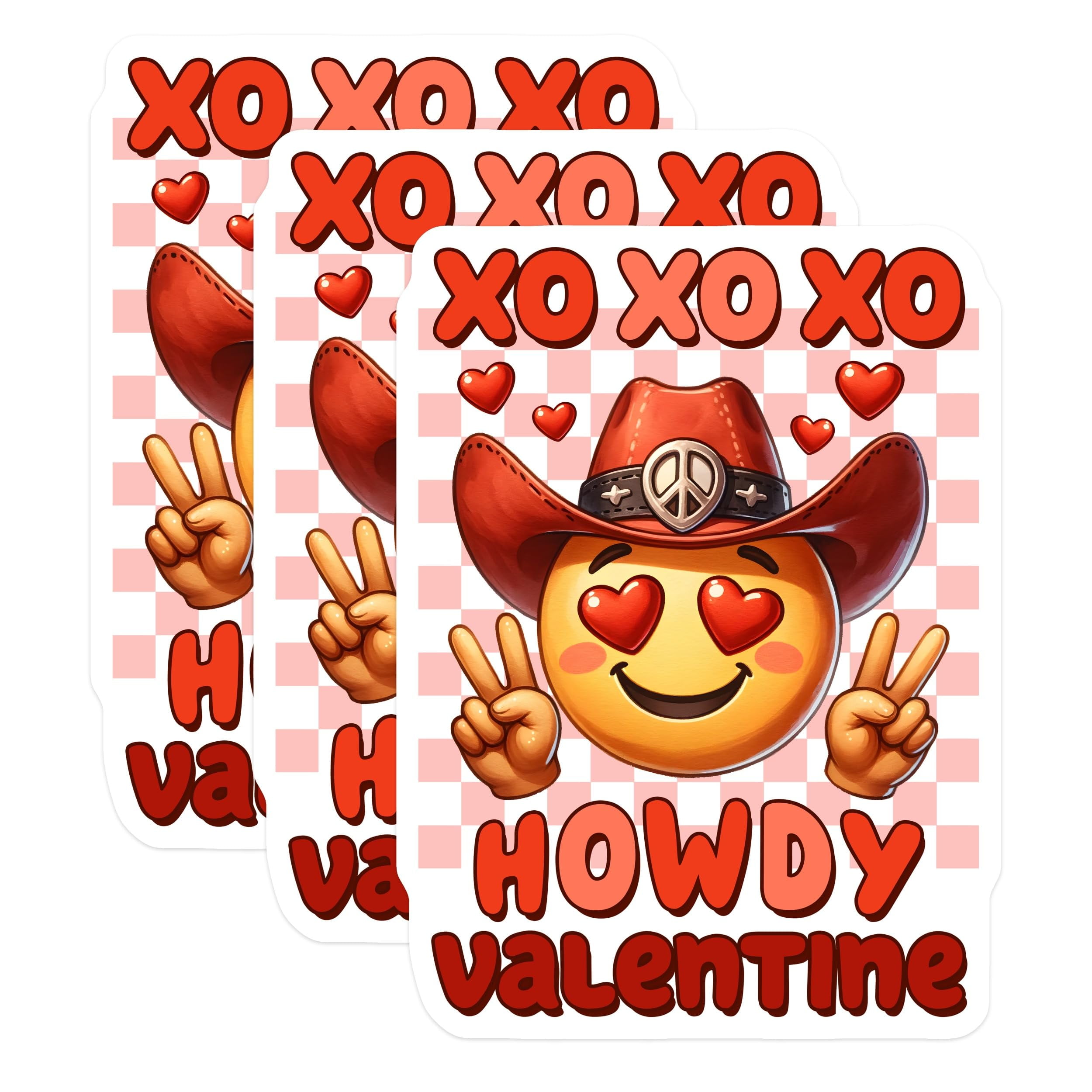 (3 Pack) Howdy Valentine Decals - Cowboy Emoji - XO Laptop Decals - 3 ...